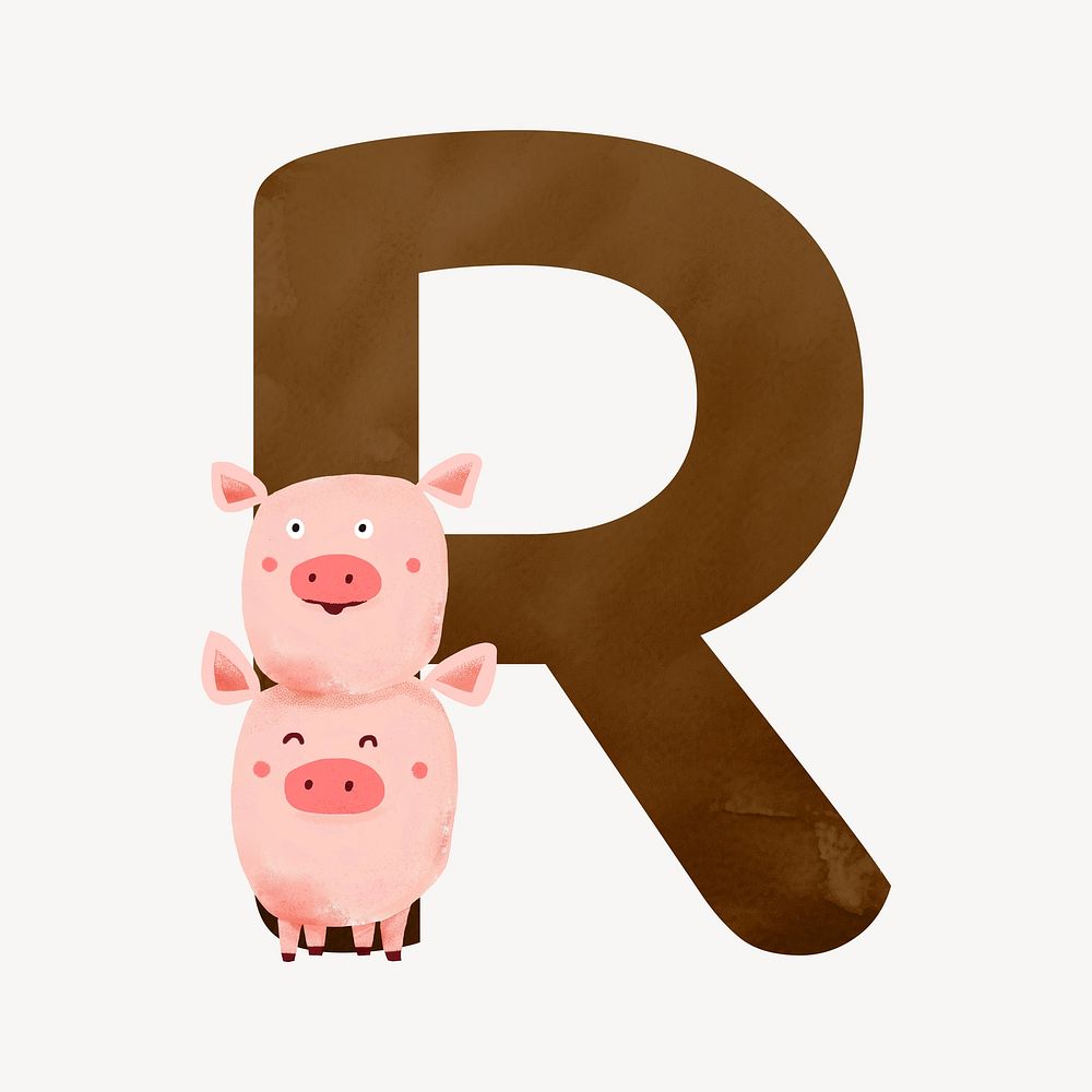 Letter R cute animal character | Free Photo Illustration - rawpixel