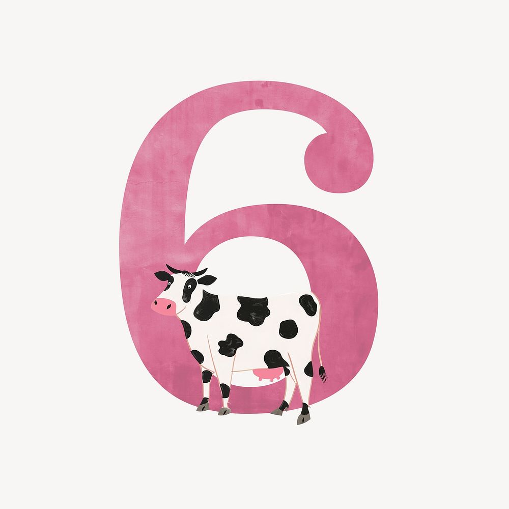 Number 6, cute animal character | Free Photo Illustration - rawpixel