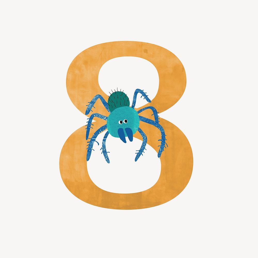 Number 8, cute animal character | Free Photo Illustration - rawpixel