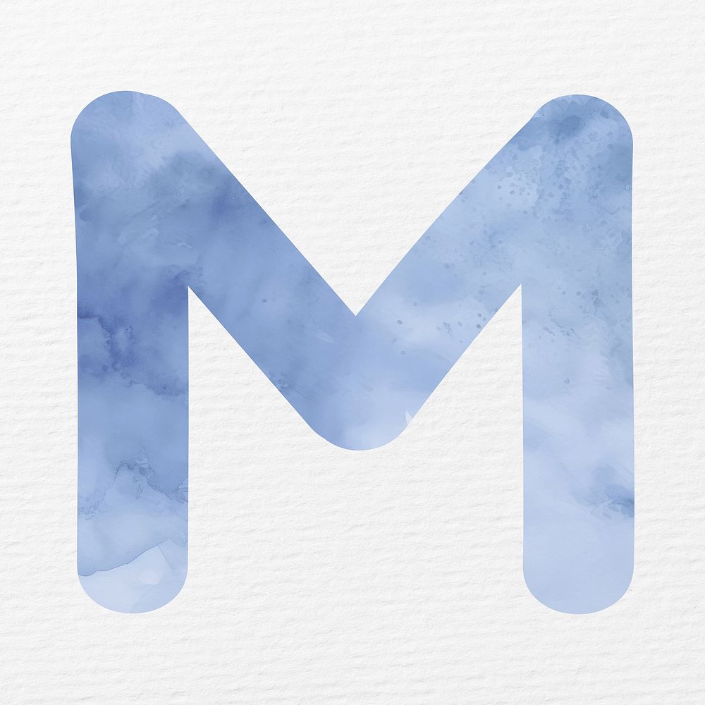 Letter M blue watercolor alphabet | Premium Photo Illustration - rawpixel