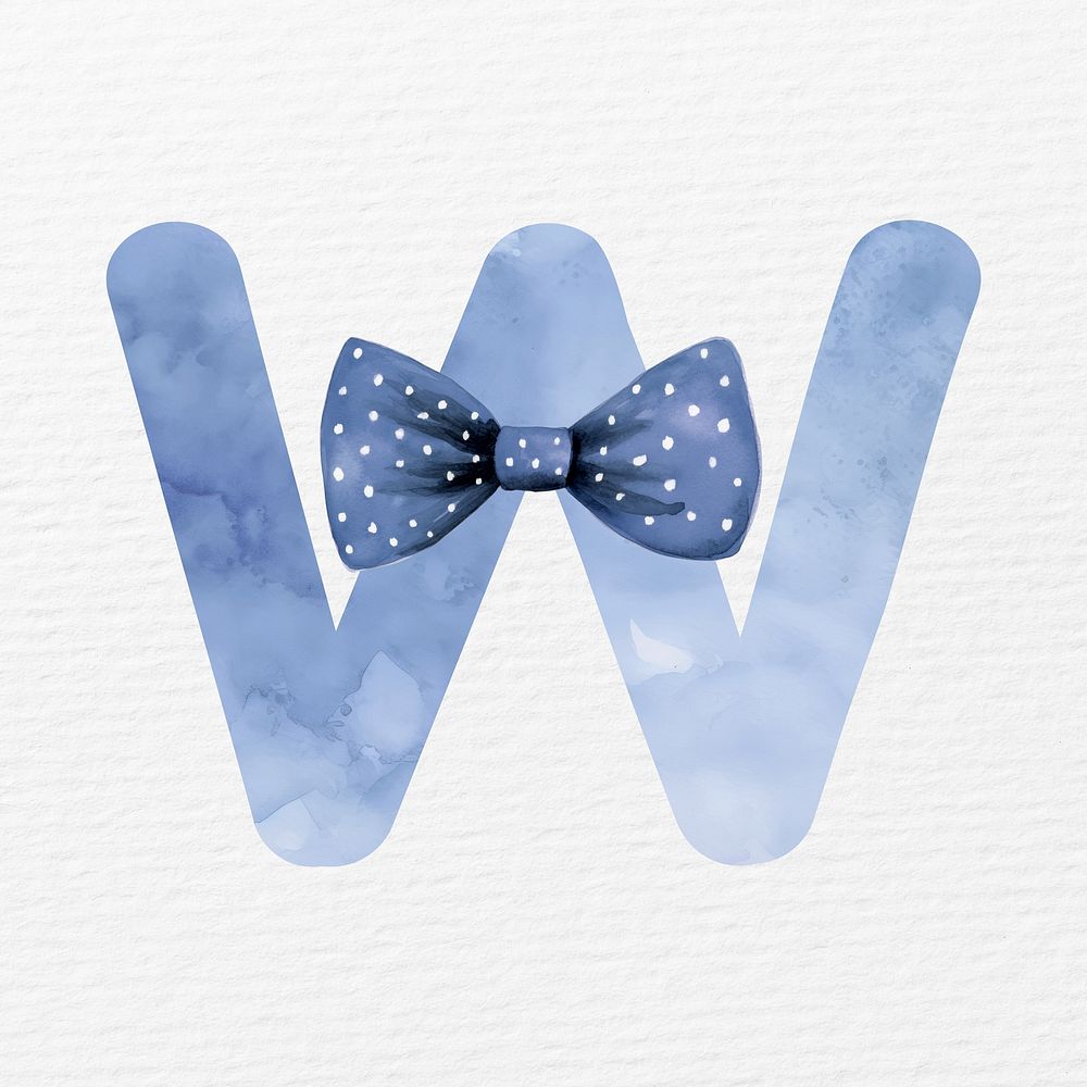 Letter W blue watercolor alphabet | Free Photo Illustration - rawpixel