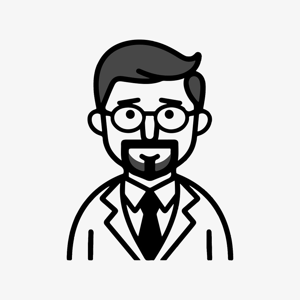 Male scientist character line art | Free Photo Illustration - rawpixel