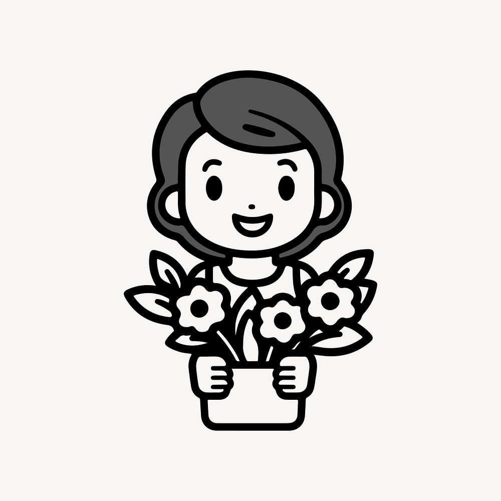 Female florist character line art | Free Photo Illustration - rawpixel