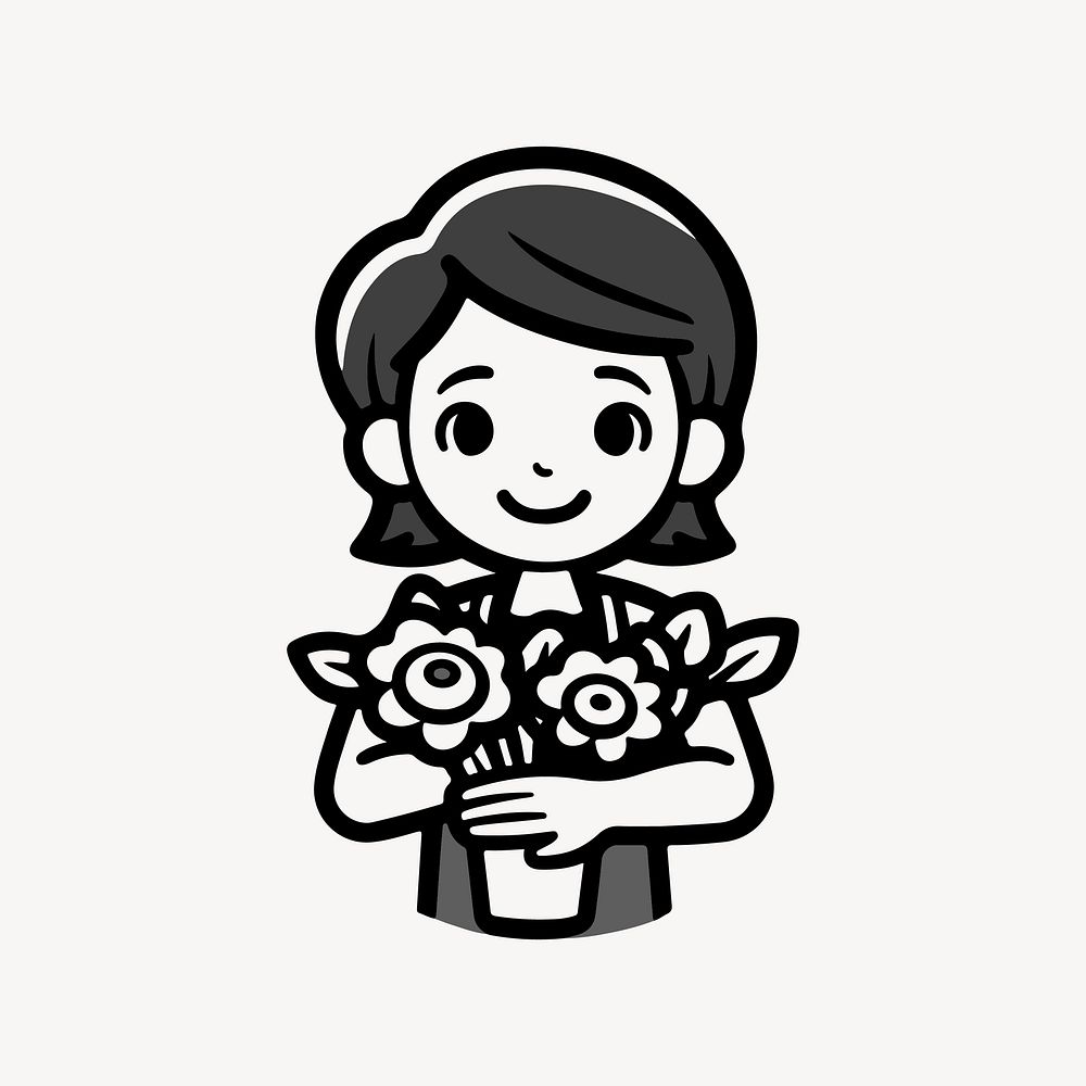 Female florist character line art | Free Photo Illustration - rawpixel