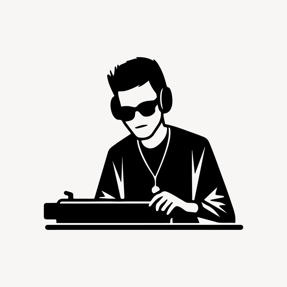 DJ character line art illustration | Free Photo Illustration - rawpixel