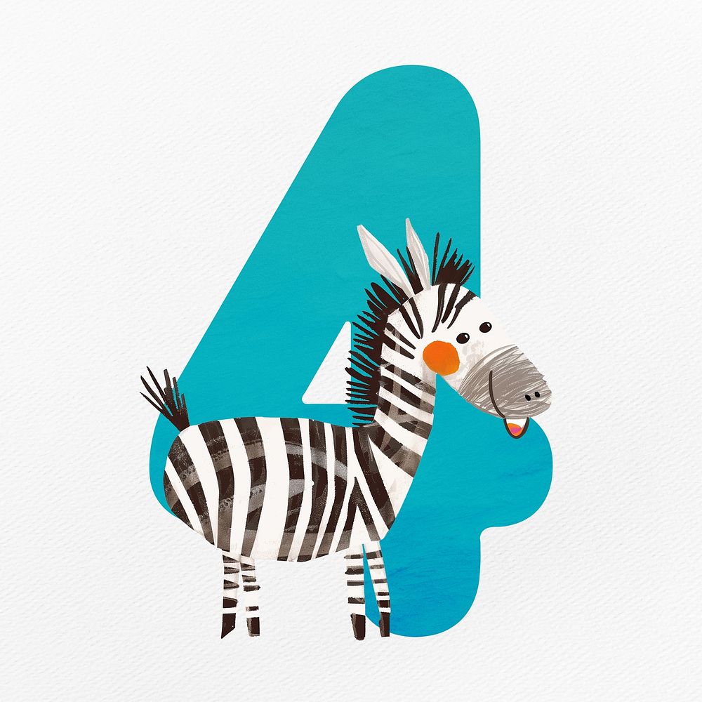 Number 4 animal character illustration | Free Photo Illustration - rawpixel