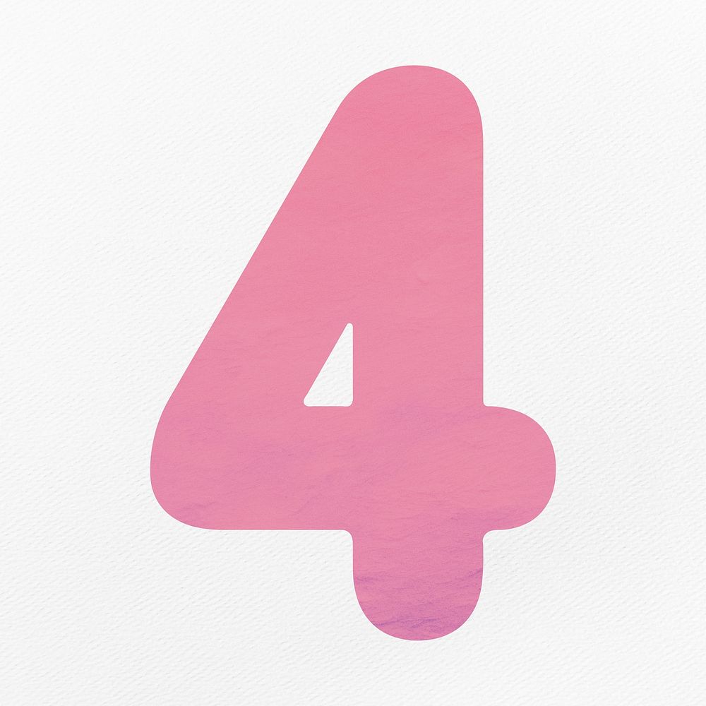 Number 4 in pink illustration | Free Photo Illustration - rawpixel