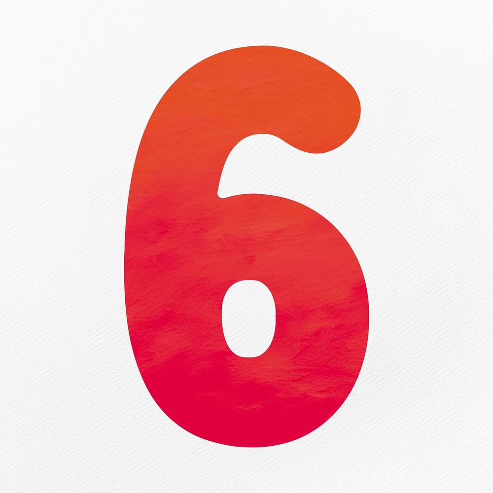 Number 6 gradient red illustration | Free Photo Illustration - rawpixel
