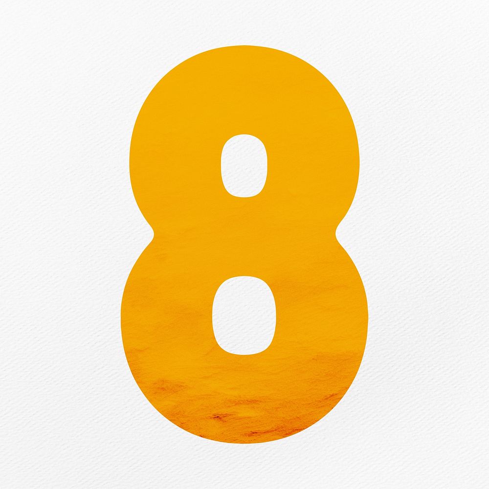 Number 8 in yellow illustration | Free Photo Illustration - rawpixel