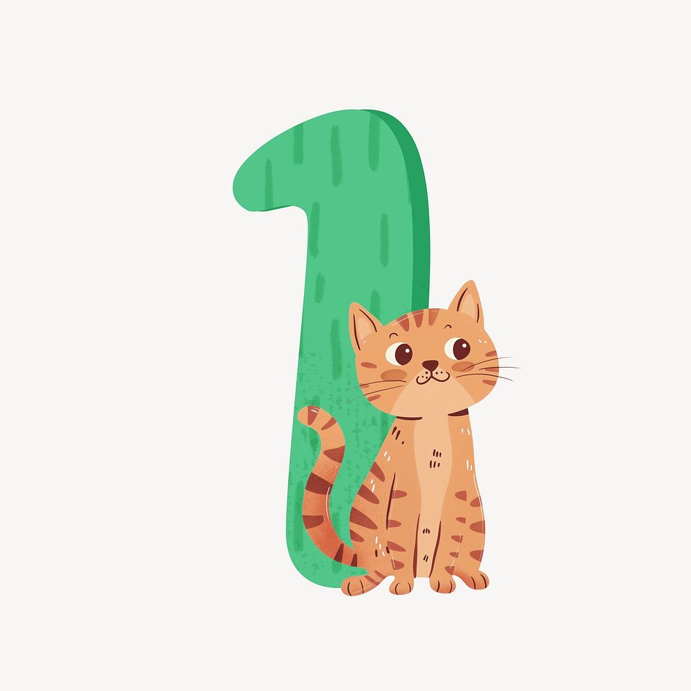 Number 1 cat character illustration | Free Photo Illustration - rawpixel