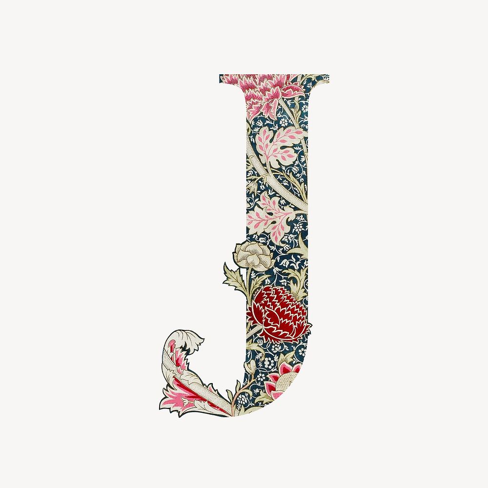 Letter J botanical pattern font, | Premium Photo Illustration - rawpixel