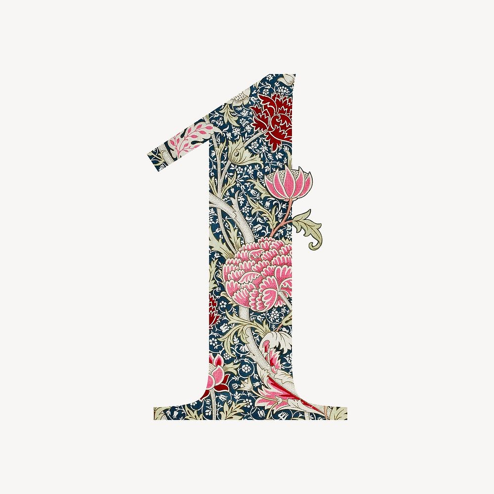 Number 1 vintage font, botanical | Premium Photo Illustration - rawpixel