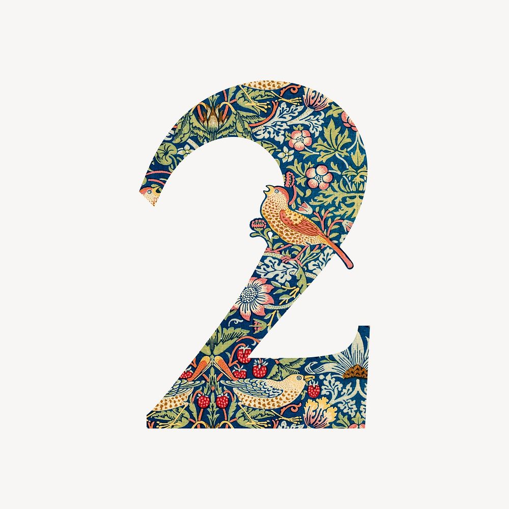 Number 2 vintage font, botanical | Premium Photo Illustration - rawpixel