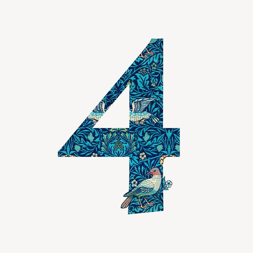 Number 4 vintage font, botanical | Premium Photo Illustration - rawpixel