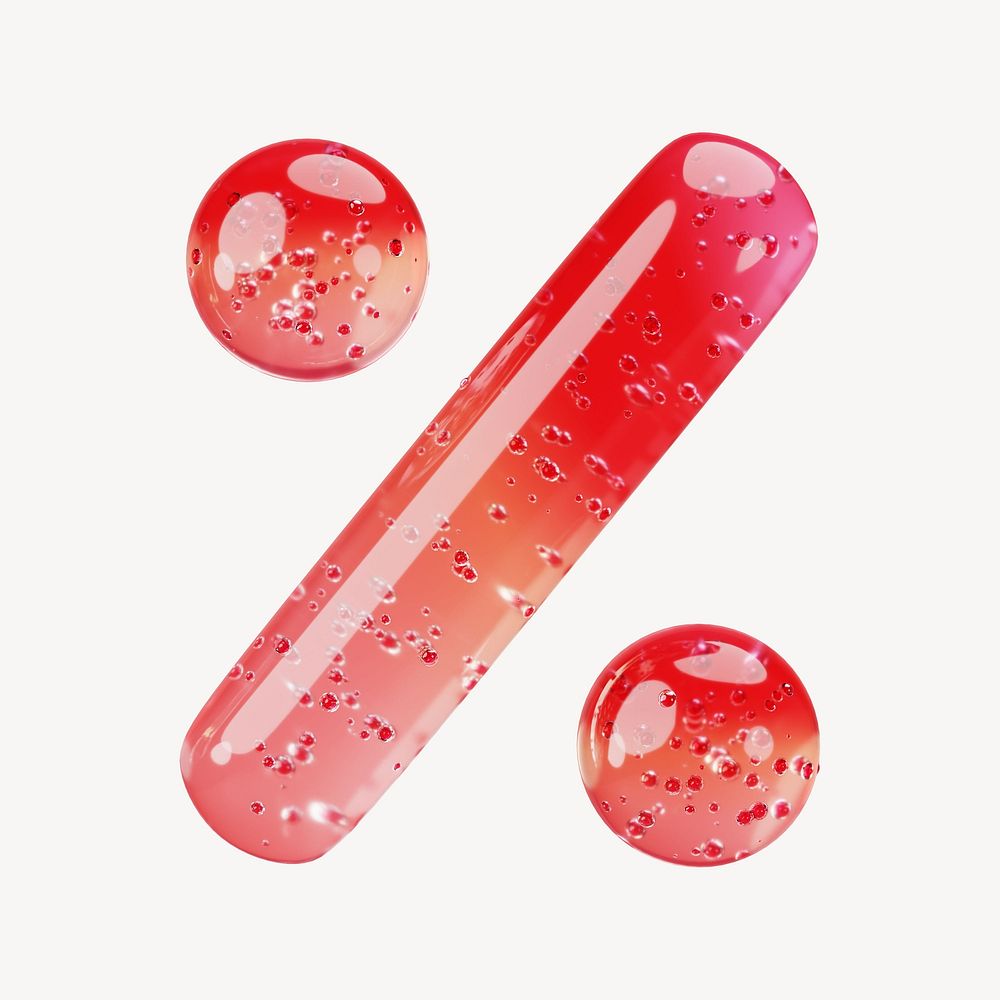 Percentage sign, 3D red jelly | Free Photo Illustration - rawpixel
