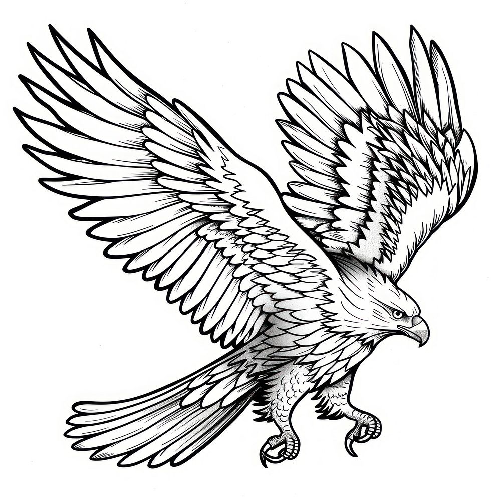Eagle tattoo flash illustration illustrated | Premium Photo ...