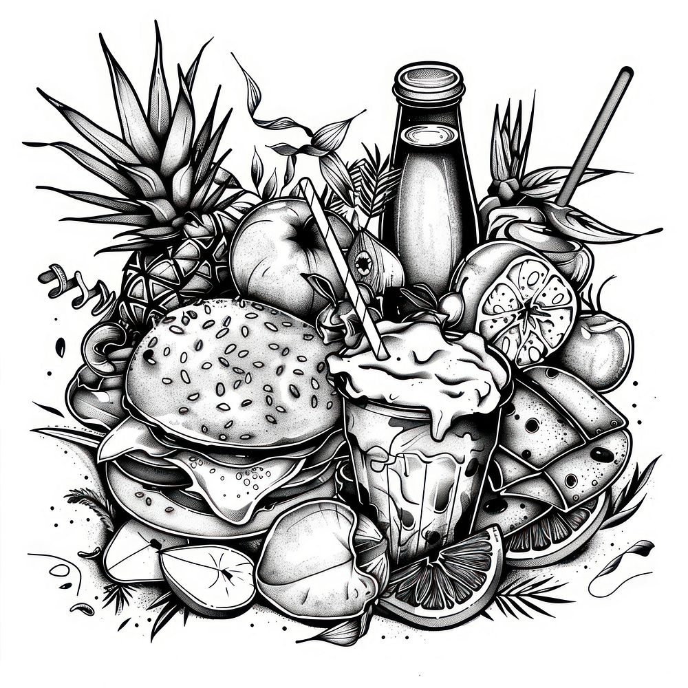 Food tattoo flash illustration illustrated | Free Photo Illustration ...