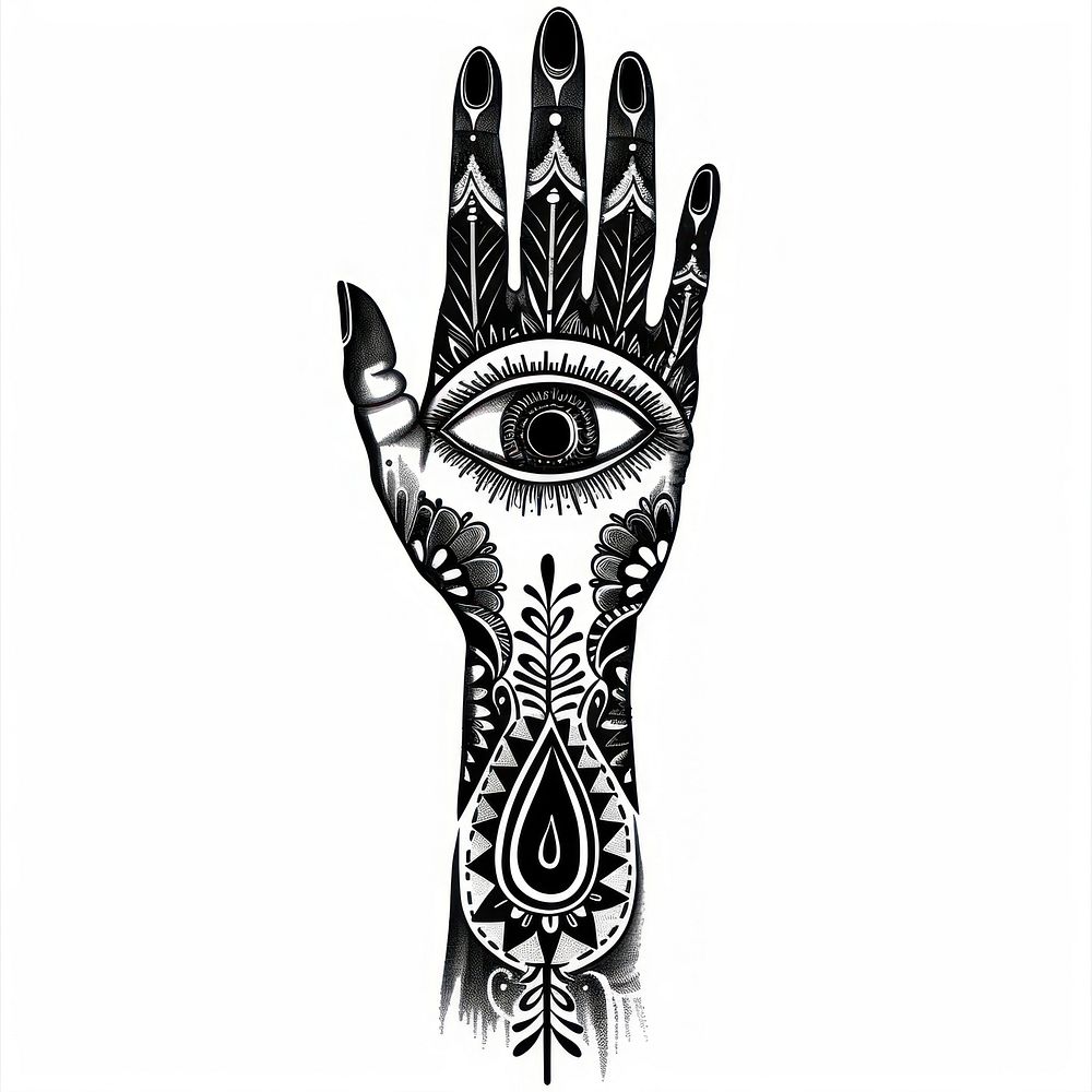 Hand tattoo flash illustration illustrated | Free Photo Illustration ...