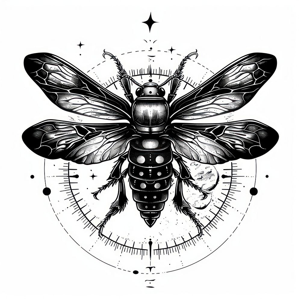 Insect tattoo flash illustration invertebrate | Free Photo Illustration ...