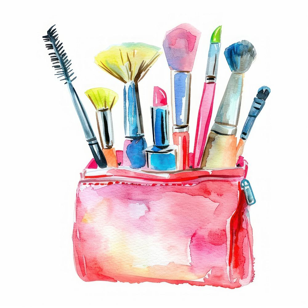 Watercolor cosmetic cosmetics brush toothbrush. | Free Photo ...