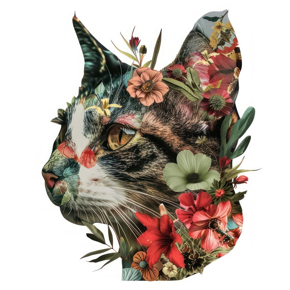 Flower Collage cat pattern flower | Free Photo Illustration - rawpixel