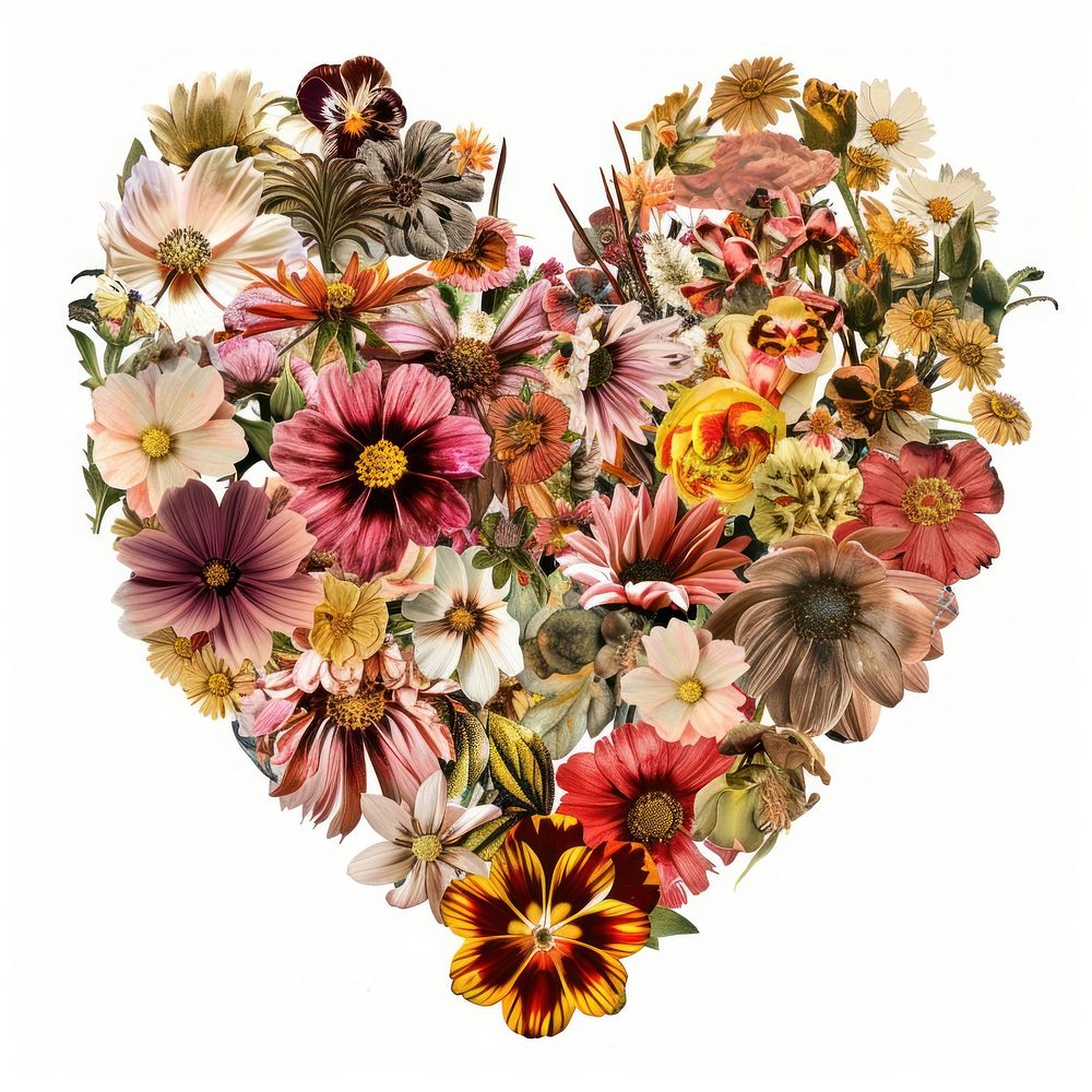 Flower Collage heart shaped pattern | Free Photo Illustration - rawpixel