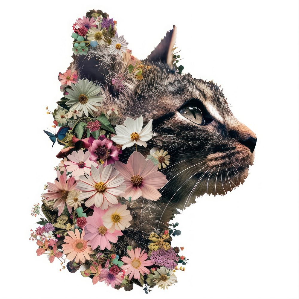 Flower Collage cat flower pattern | Free Photo Illustration - rawpixel