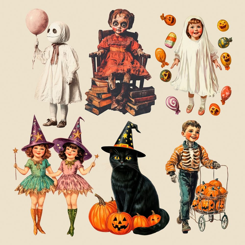 Vintage Halloween design element set | Premium PSD - rawpixel