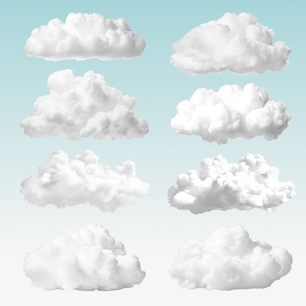 White clouds design element set | Premium PSD - rawpixel