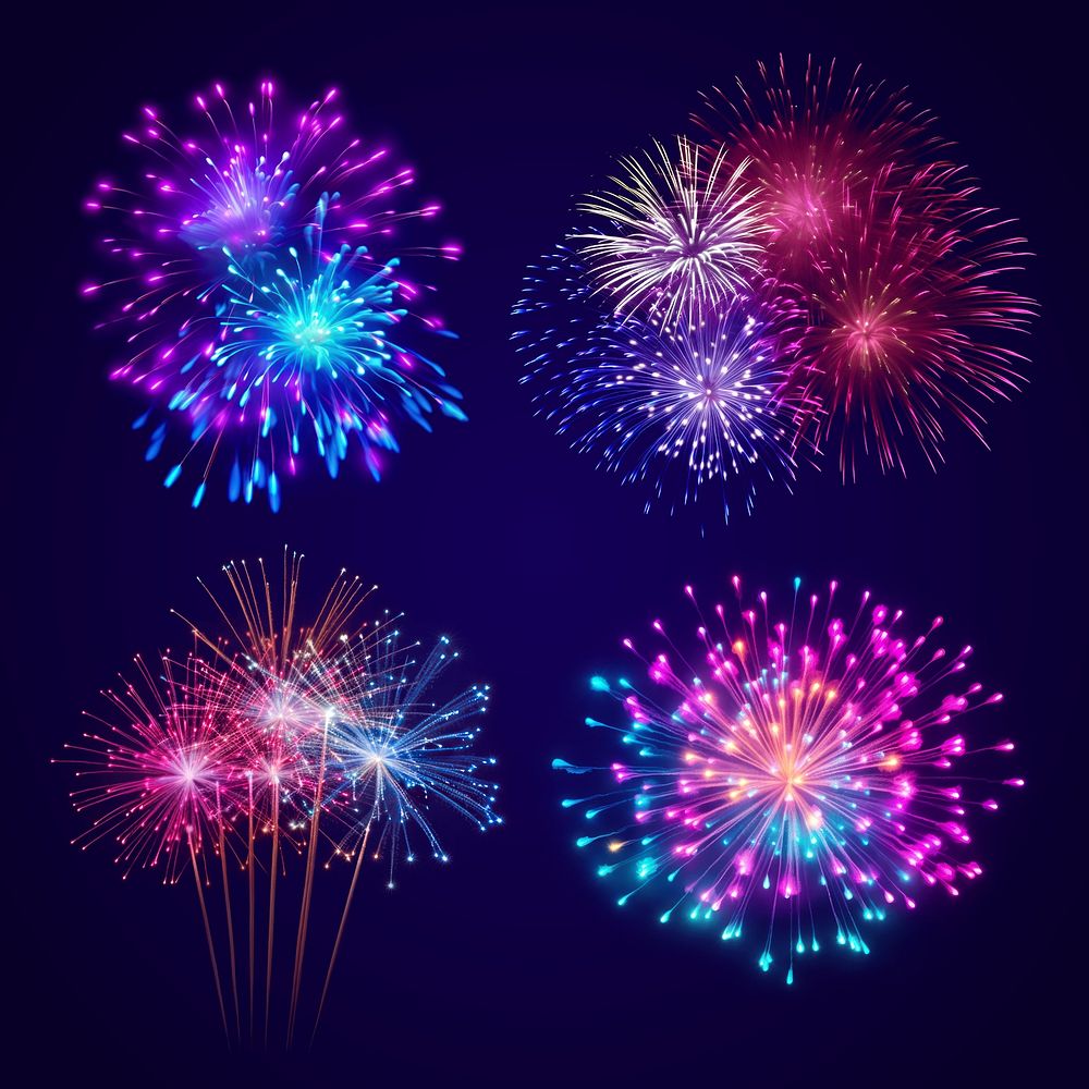 Neon firework design element set | Free Photo - rawpixel