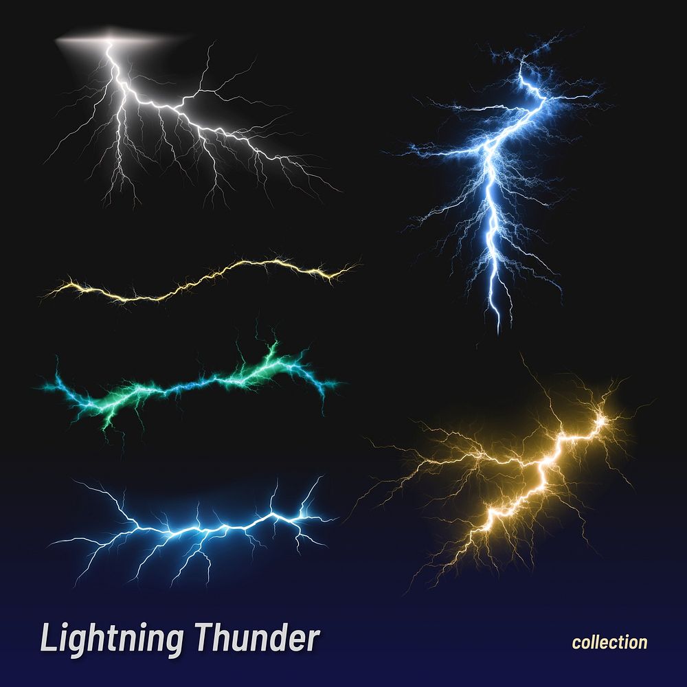 Lightning thunder design element set | Free Photo - rawpixel