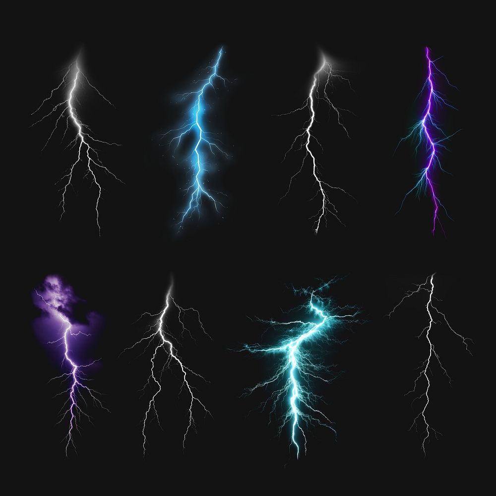 Lightning thunder design element set | Free Photo - rawpixel