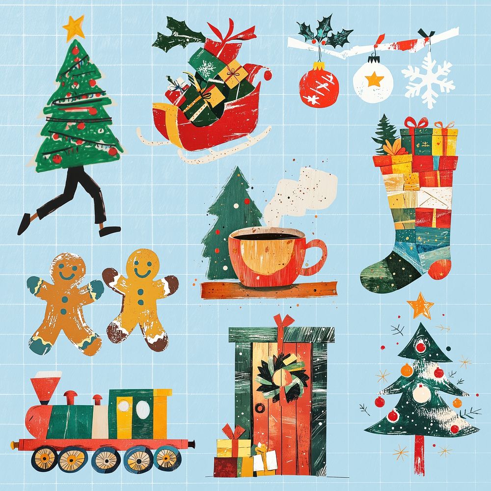 Christmas collage design element set | Free Photo - rawpixel