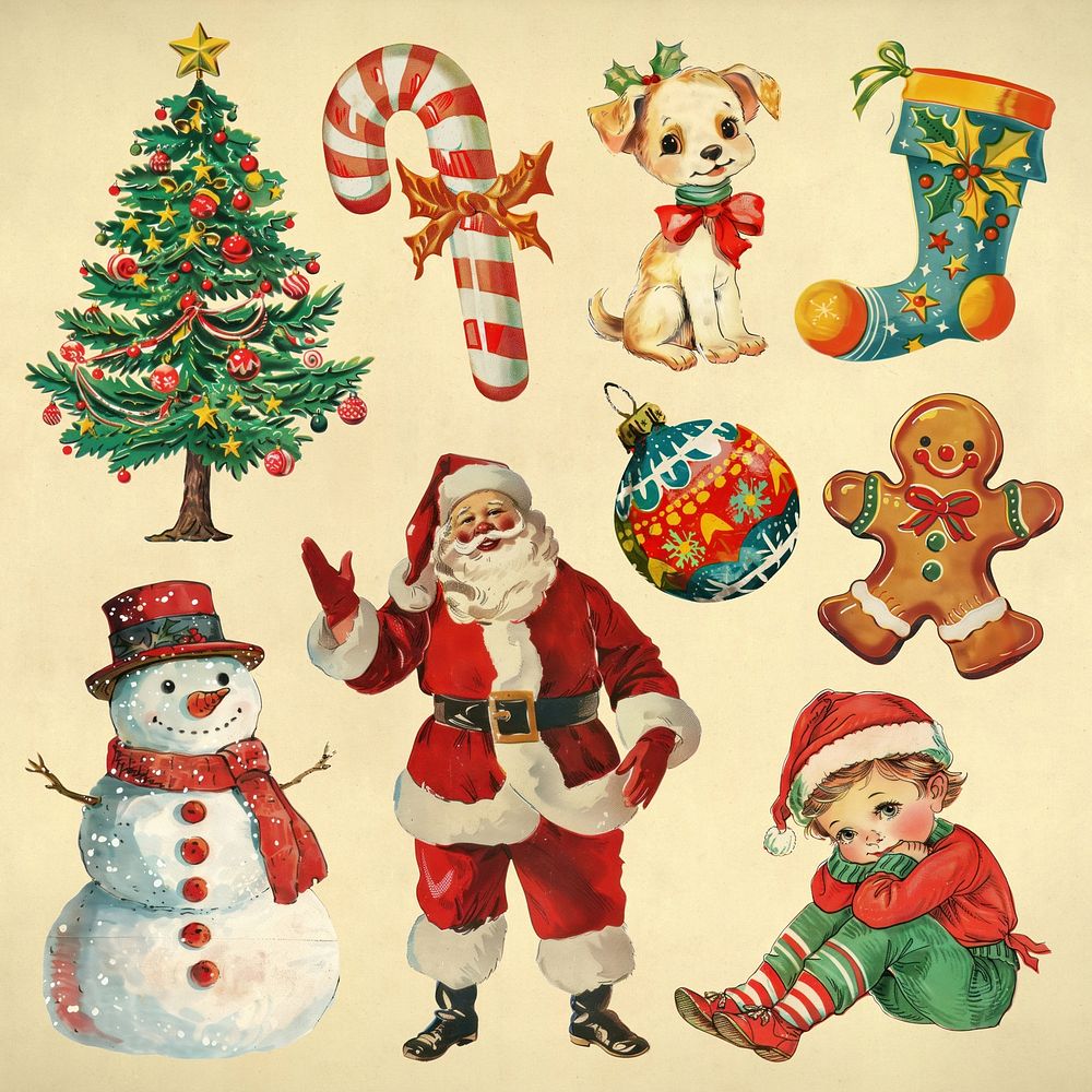 Vintage Christmas collage design element | Free Photo - rawpixel