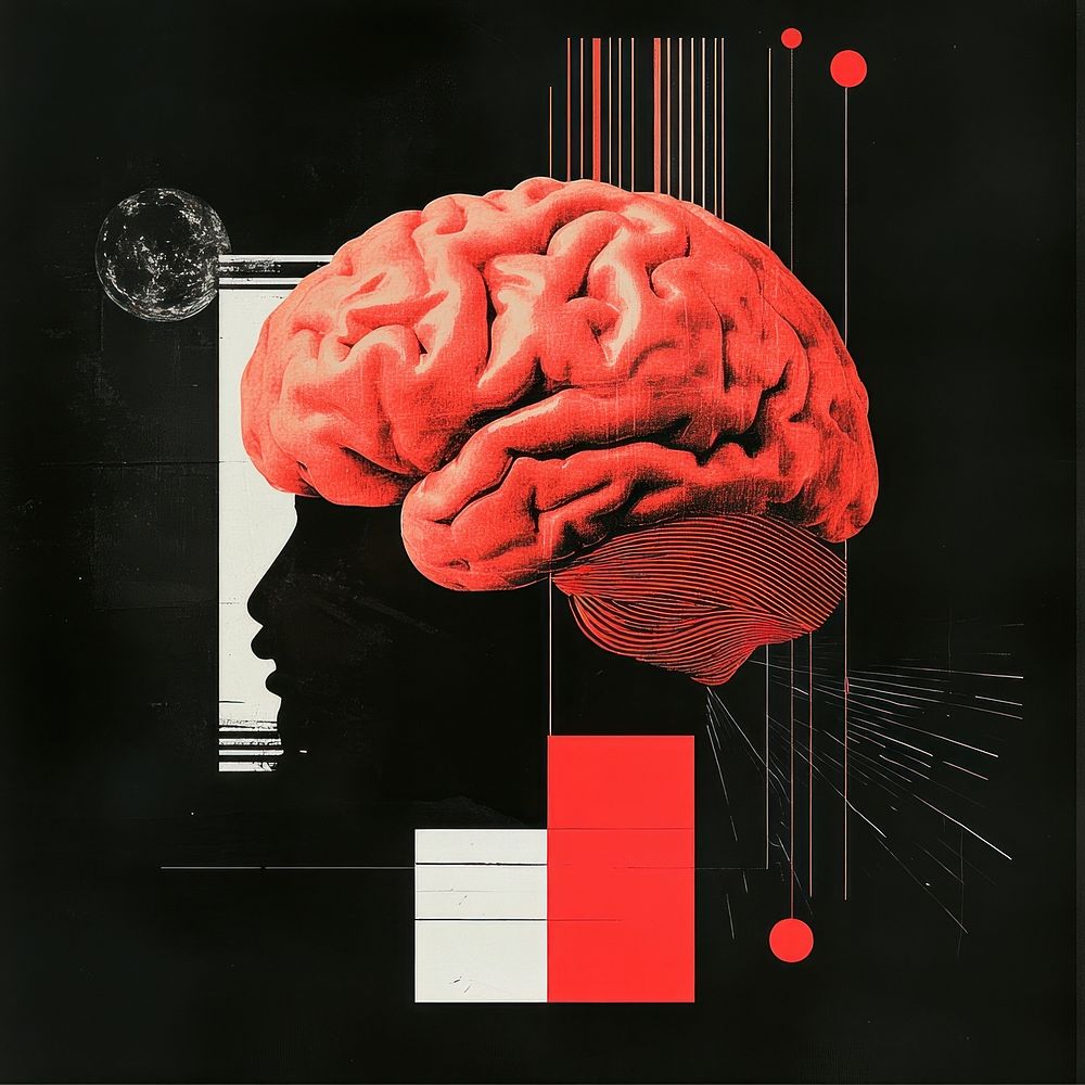 A brain illustration modern black. | Free Photo Illustration - rawpixel