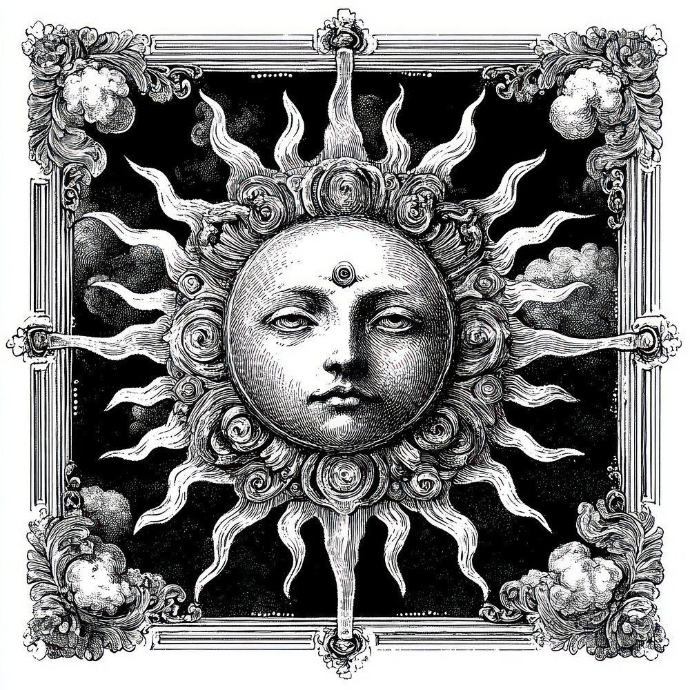 Sun disk illustration vintage art. | Free Photo Illustration - rawpixel