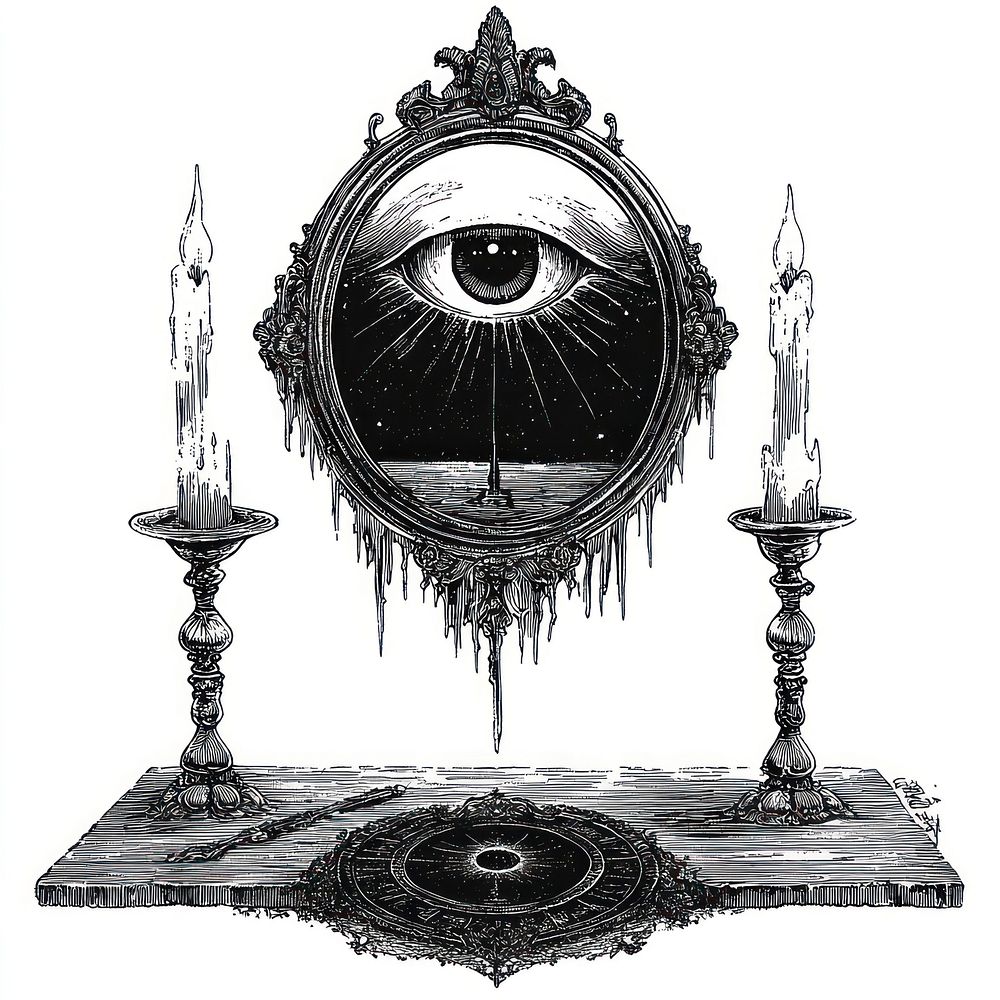 Scrying mirror illustration vintage symbolism. | Free Photo ...