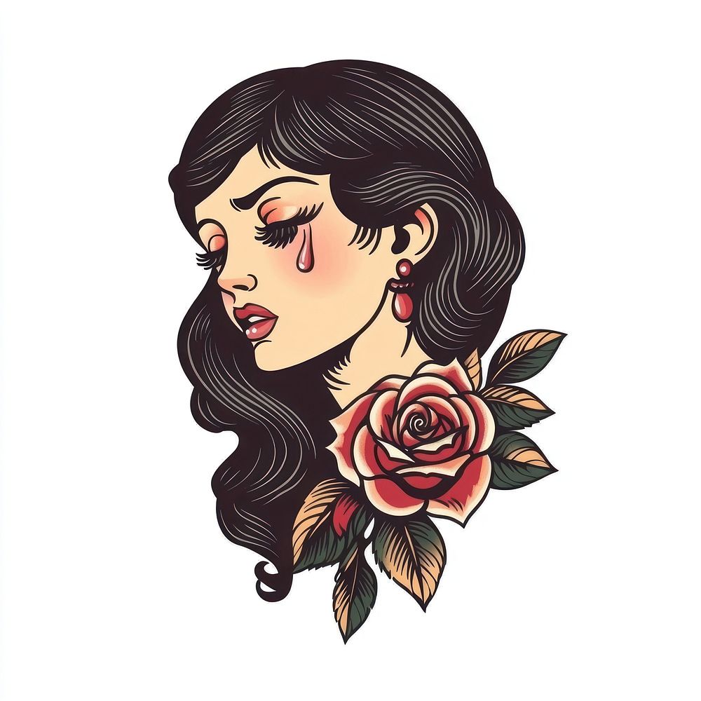 Women and tear and roses | Free Photo Illustration - rawpixel