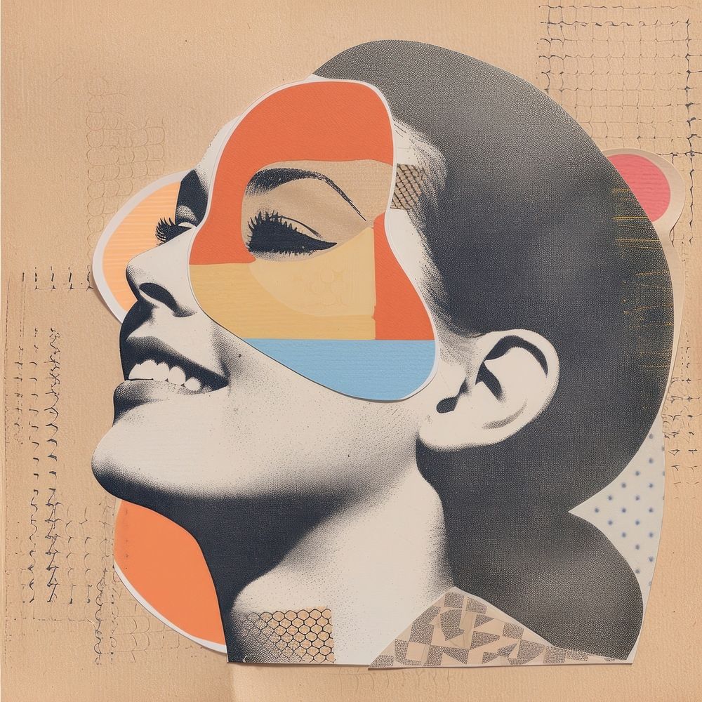 Woman retro paper collage painting | Free Photo Illustration - rawpixel