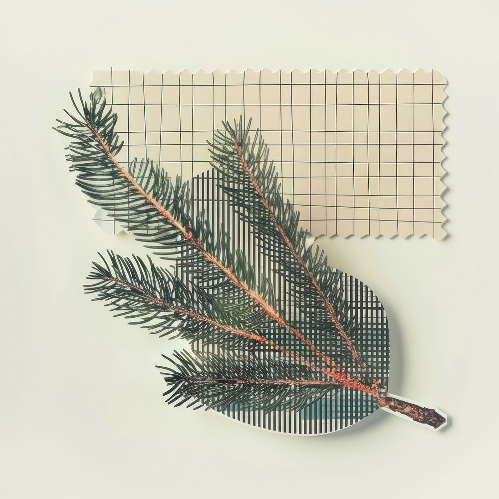 Pine leaf retro paper collage | Free Photo Illustration - rawpixel