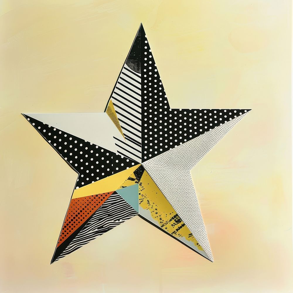 star retro paper collage illustration | Free Photo Illustration - rawpixel