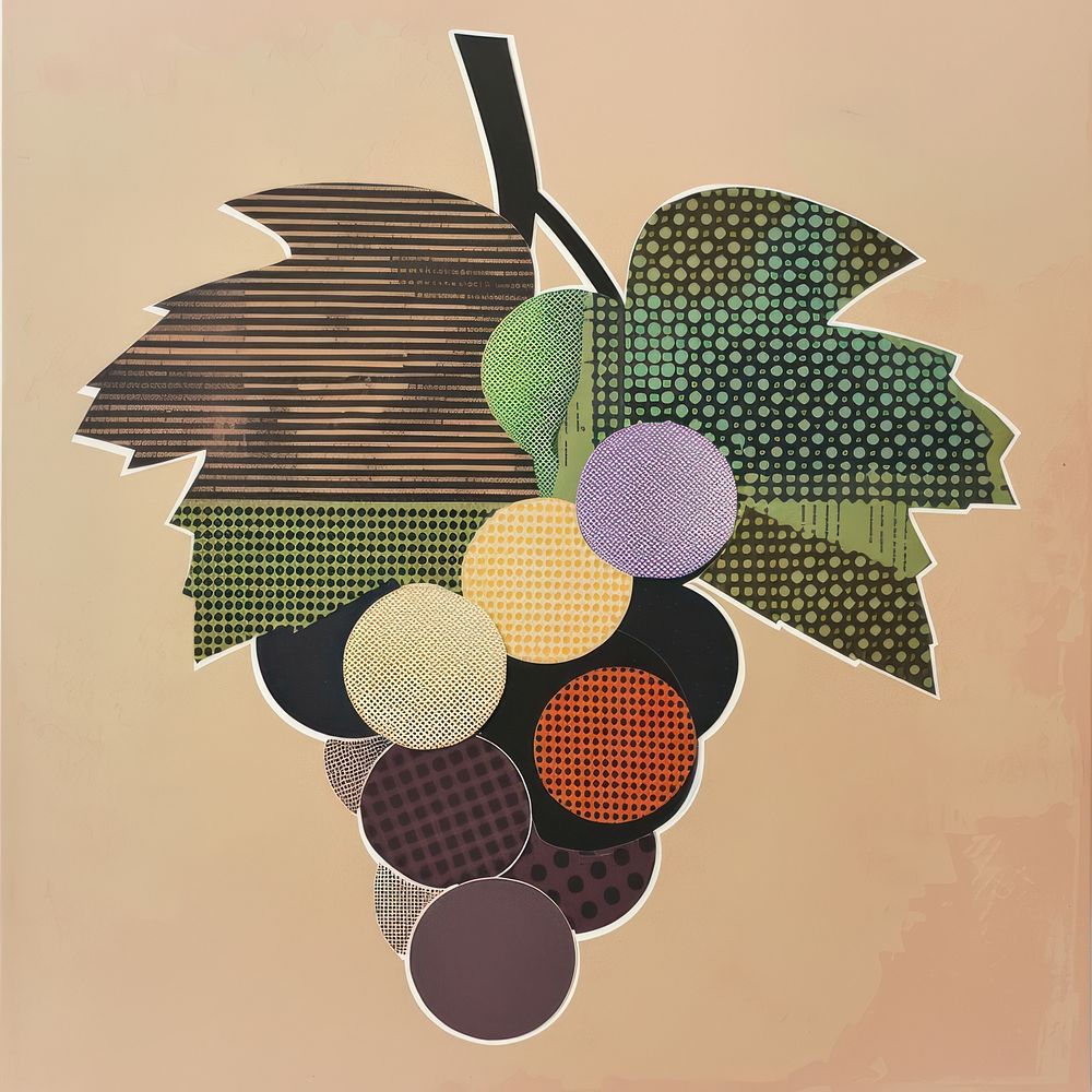 Grape retro paper collage grapes | Free Photo Illustration - rawpixel