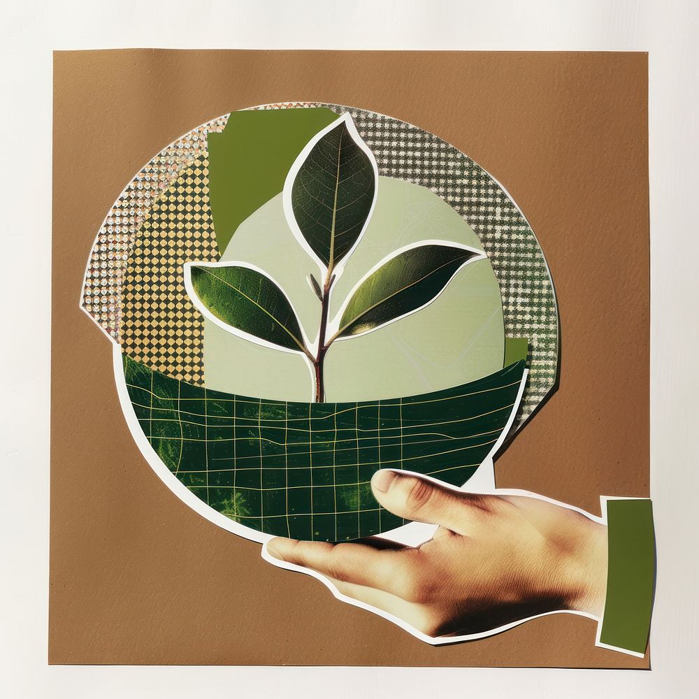 Earth retro paper collage plant | Free Photo Illustration - rawpixel
