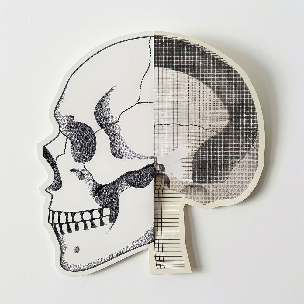 Skull retro paper collage illustration | Free Photo Illustration - rawpixel