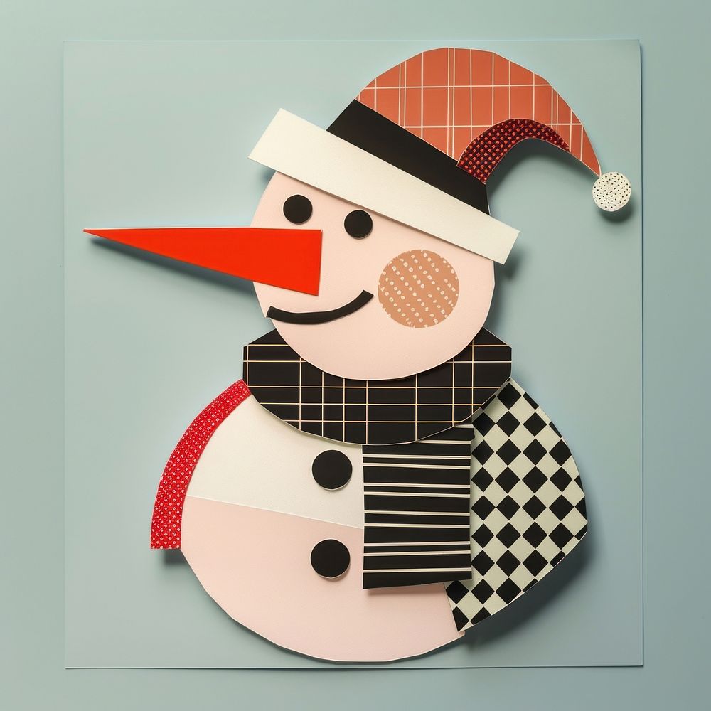 Snowman retro paper collage illustration | Free Photo Illustration ...