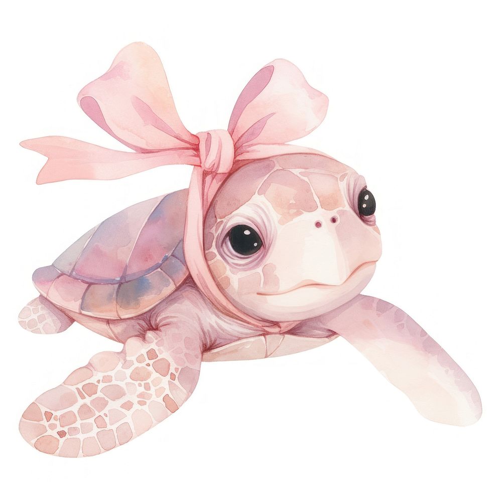 Coquette turtle illustration watercolor animal. | Free Photo ...