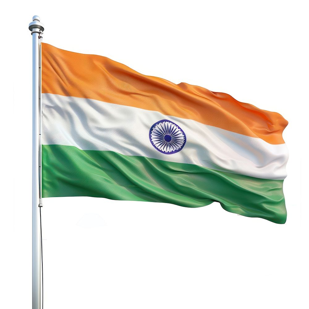 Waving india flag flagpole white | Free Photo - rawpixel