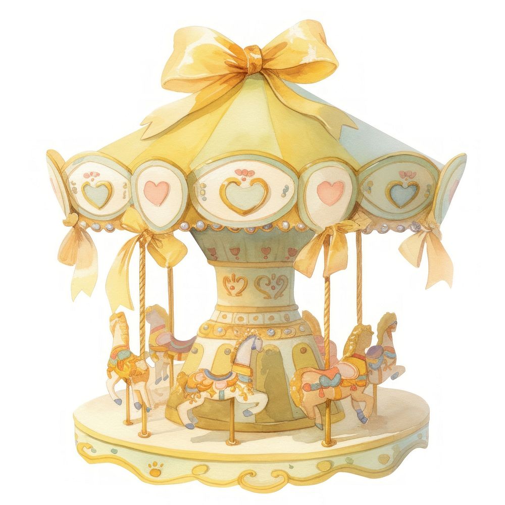 Yellow coquette carousel illustration colors | Free Photo Illustration ...
