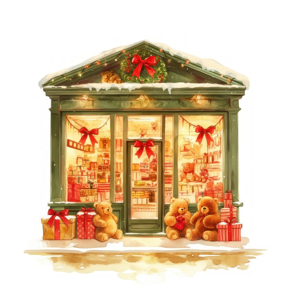 Christmas storefront decorations toys illustration | Free Photo ...