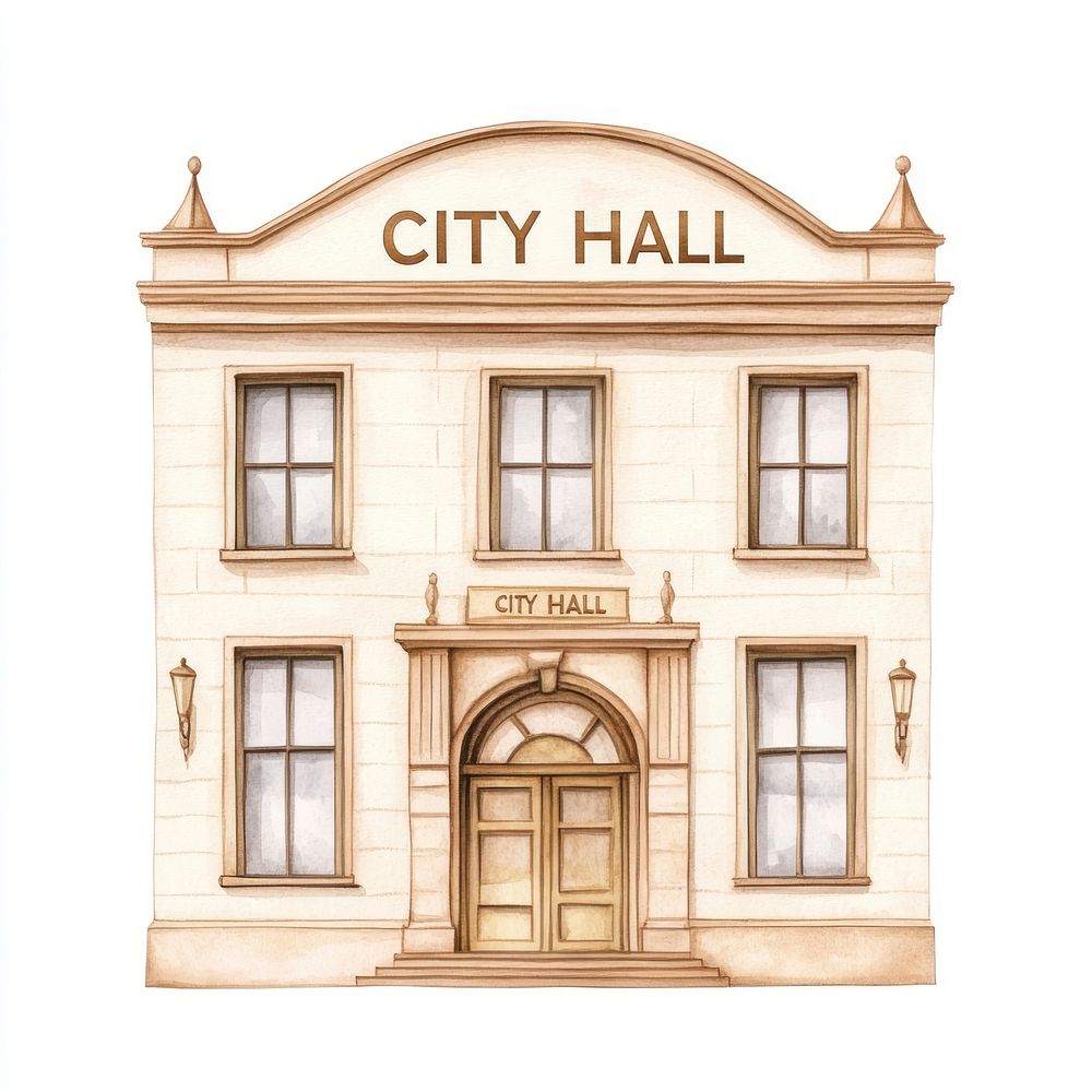 Cream classic City hall building | Free Photo Illustration - rawpixel